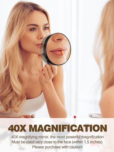 10X&40X Magnifying Mirrors with Suction Cups and 2 Tweezers Set，3.5 ...