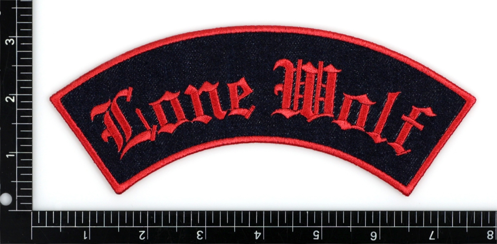 Lone Wolf Arch Embroidered Patch Black/Red Iron-On Sew-On Jacket Shirt ...
