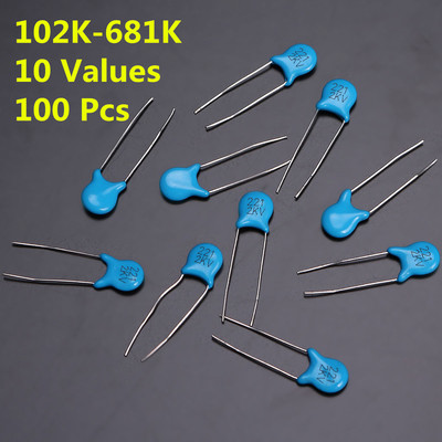 100Pcs 10 Values 102K-681K 2KV High-voltage Ceramic Capacitors Assorted ...