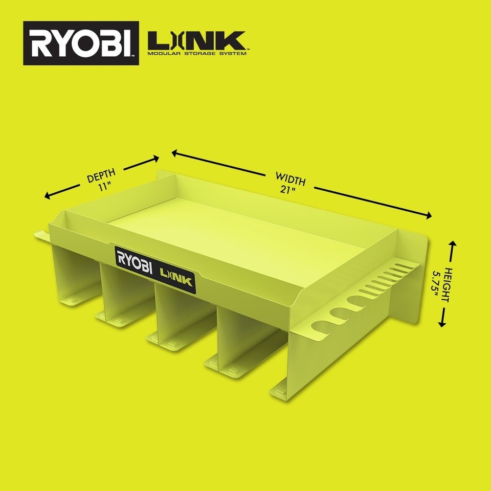 NEW! RYOBI LINK MODULAR STORAGE SYSTEM TOOL ORGANIZER SHELF (21” x 11 ...
