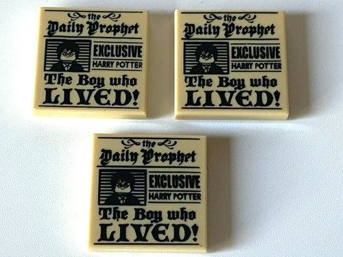 LEGO ® 3 Fliesen beige 2x2 mit Aufdruck The Daily Prophet / Exclusive ...