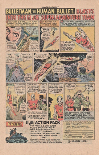 1976 GI JOE & BULLETMAN THE HUMAN BULLET Action Figures Toy PRINT AD ...