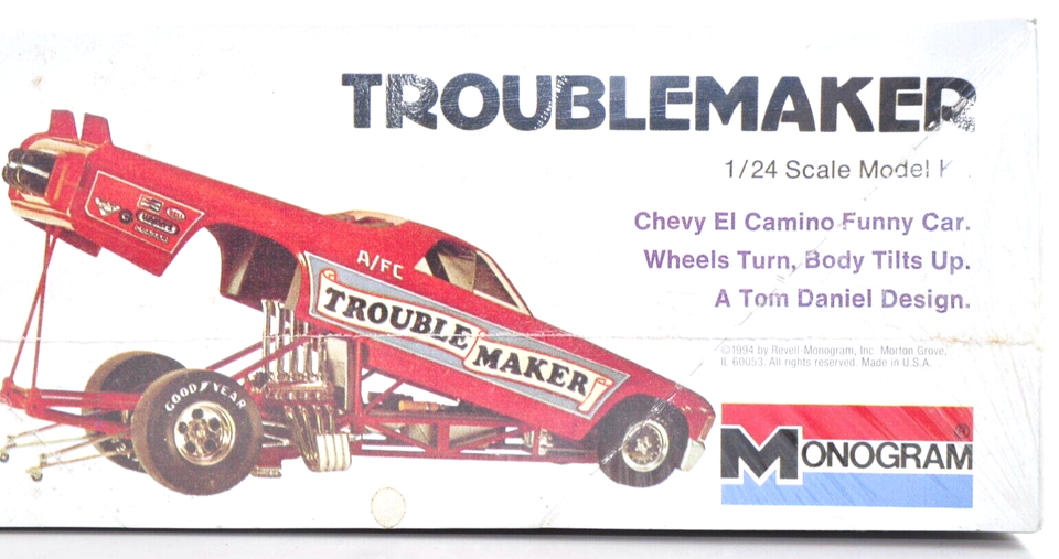 Vintage Monogram Troublemaker 1/24 Chevy El Camino Funny Car Model Kit ...