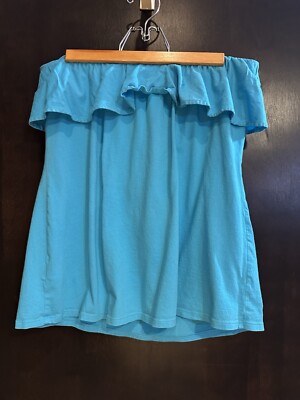 Designer Lilly Pulitzer Turquoise Ruffled Tube Top Strapless Shirt Size ...