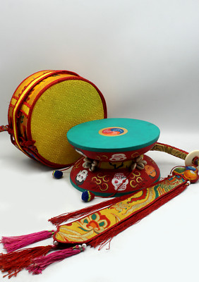 Tibetan Buddhist Ritual Chod Hand painted Drum Damaru | eBay