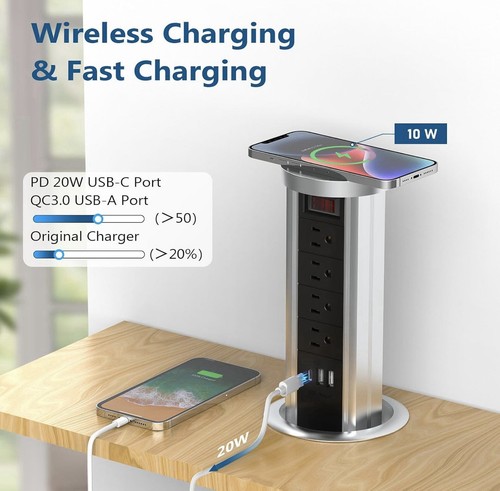 Pop-Up Relocatable Power Taps Silver XBA Automatic Raisin Rance Table ...