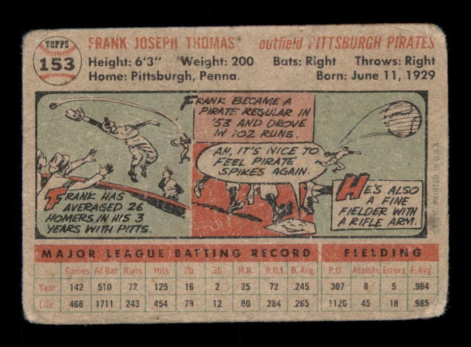1956 Topps #153 Frank Thomas POOR X3511440 | eBay