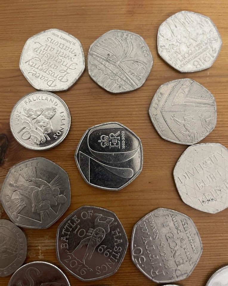 Joblot Mixed Coins 50p 20p and 10p Coins Circulated Good Condition ...