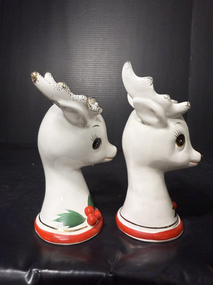 Rudolph Reindeer Candle Holders Jewel Nose Topline Imports Lefton ...