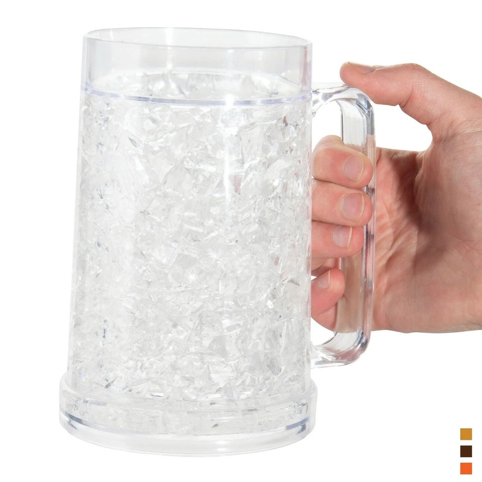 Freezer Mugs Double Wall Insulated Gel 16oz Beer Drinking Cups BPA Free ...