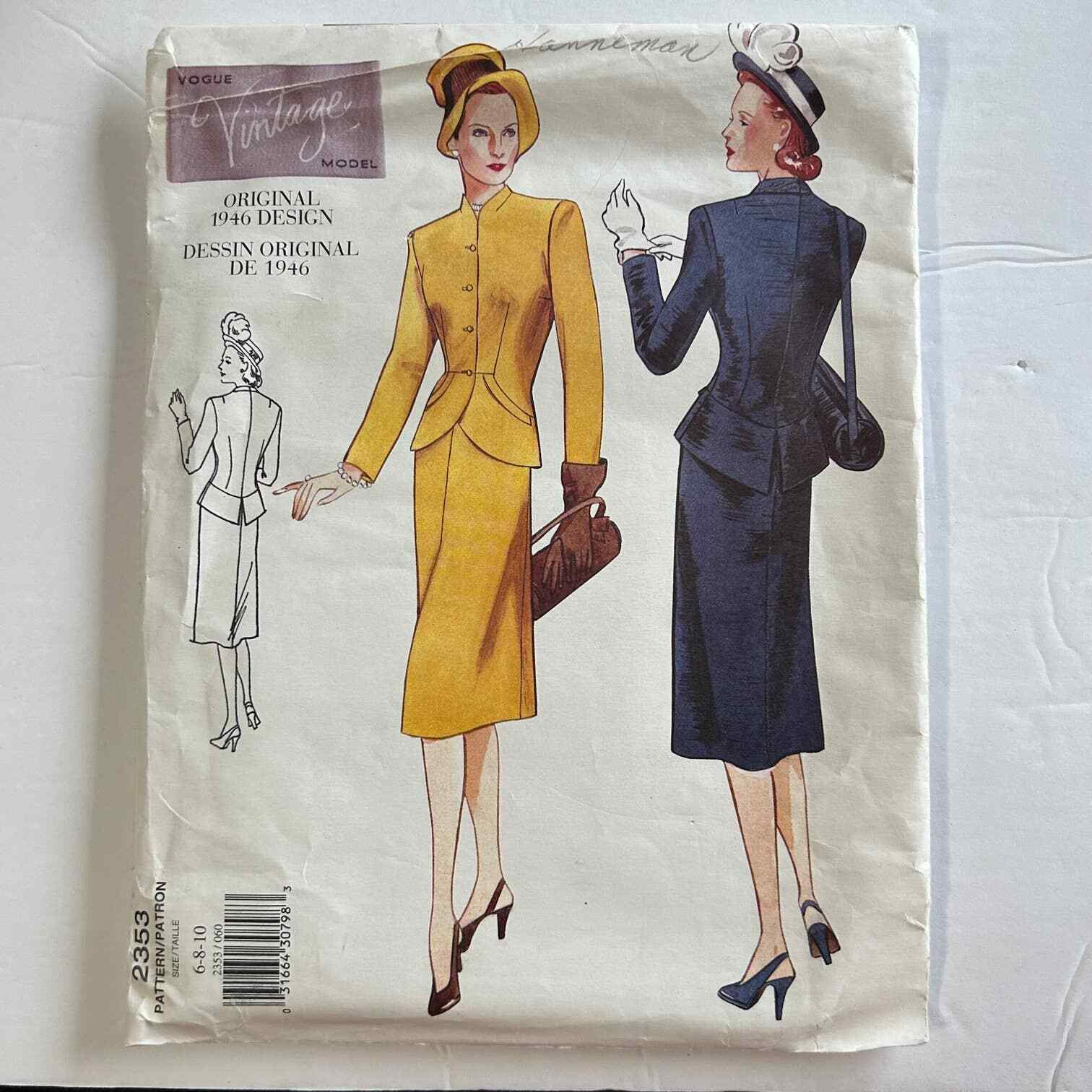Vogue Vintage Model Pattern #2353 Original 1946 Design Petite Jacket ...