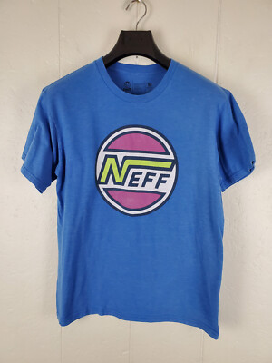 Neff Shirt Men's Medium Blue Graphic Crew Neck Short Sleeve Stretch ...