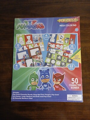 PJ MASKS POP-OUTZ MEGA COLOR PAD 50 Character Boards Hang Up Lrg Med Sm ...