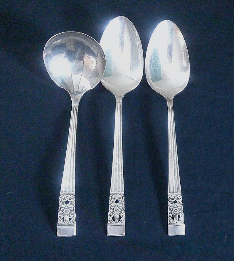 Oneida Community Silverplate CORONATION Gravy Ladle & 2 serving spoons ...