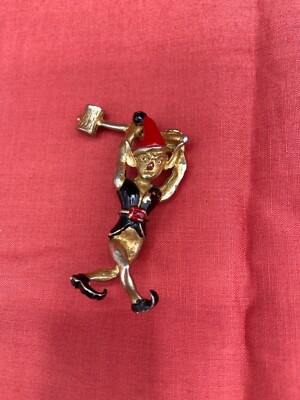 Vintage Marvella Elf Brooch Pin Gold Tone Enamel Painted | eBay