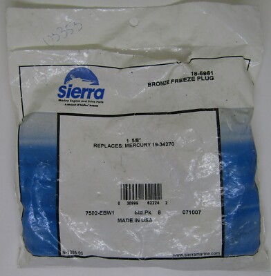 New Sierra Marine Boat Bronze Freeze Plug Part No. 18-5961 Sold ...