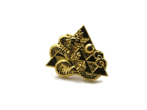 Dragon Intertwined Triangle Pin Gold Tone | eBay