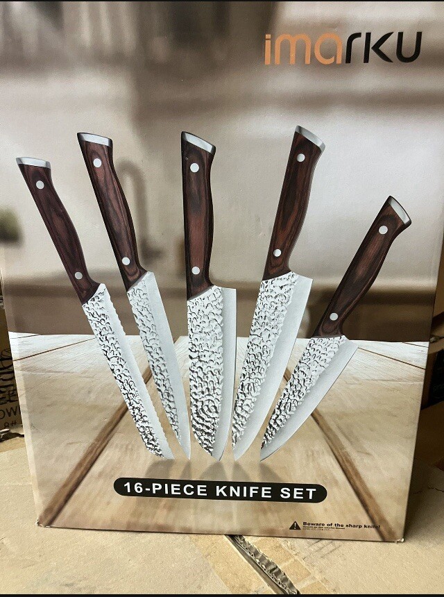 Luxury 16-piece Hammered Japanese Style Knife Set with Steak Knives | eBay