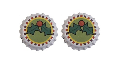 Beer Bottle Caps - Christmas Holly Mistletoe - 1 Pair | eBay