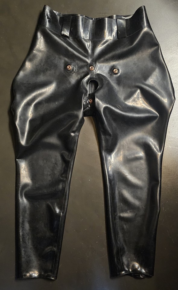 Black RUBBER Latex Cod Piece Breeches Rear Zip 32" Waist - Gay Fetish ...