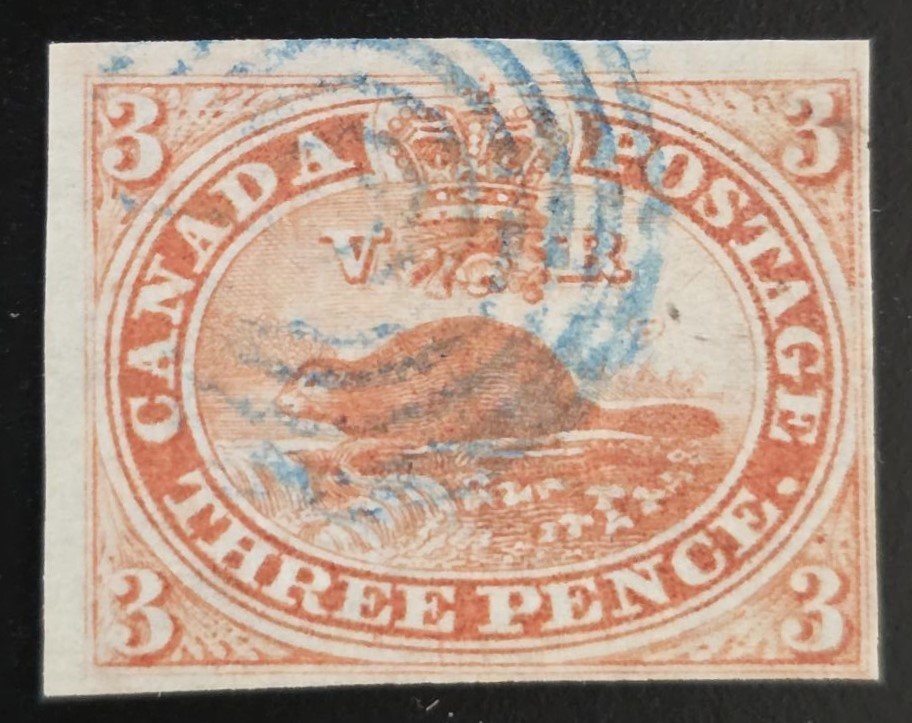 CANADA 1851 Used 3d Orange Vermilion Laid Paper SG #1a CV £1100 VF | eBay