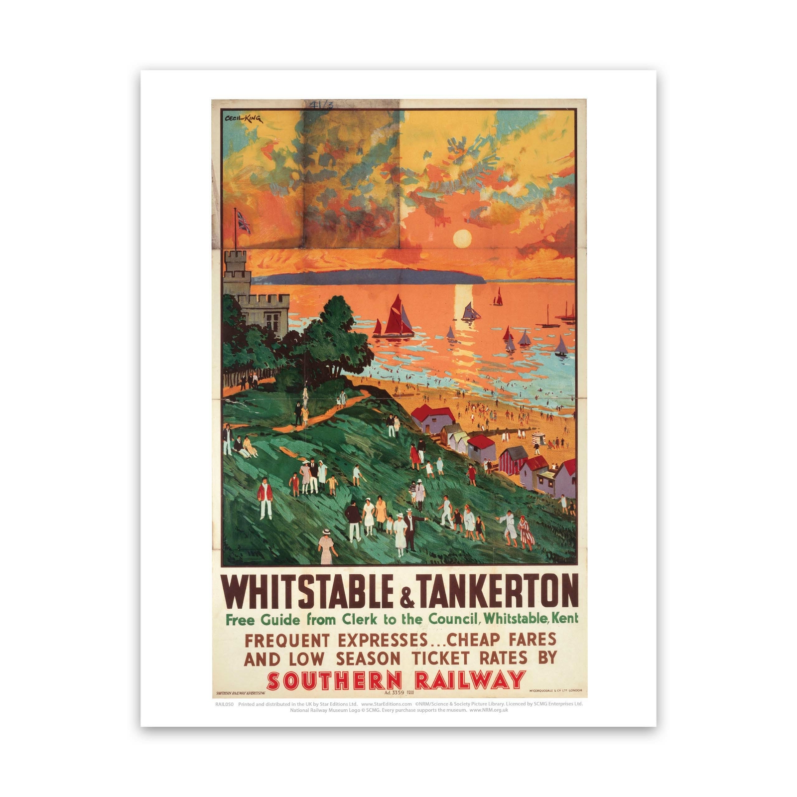 Whitstable and Tankerton 28x35cm Art Print by Vintage Railway Posters ...