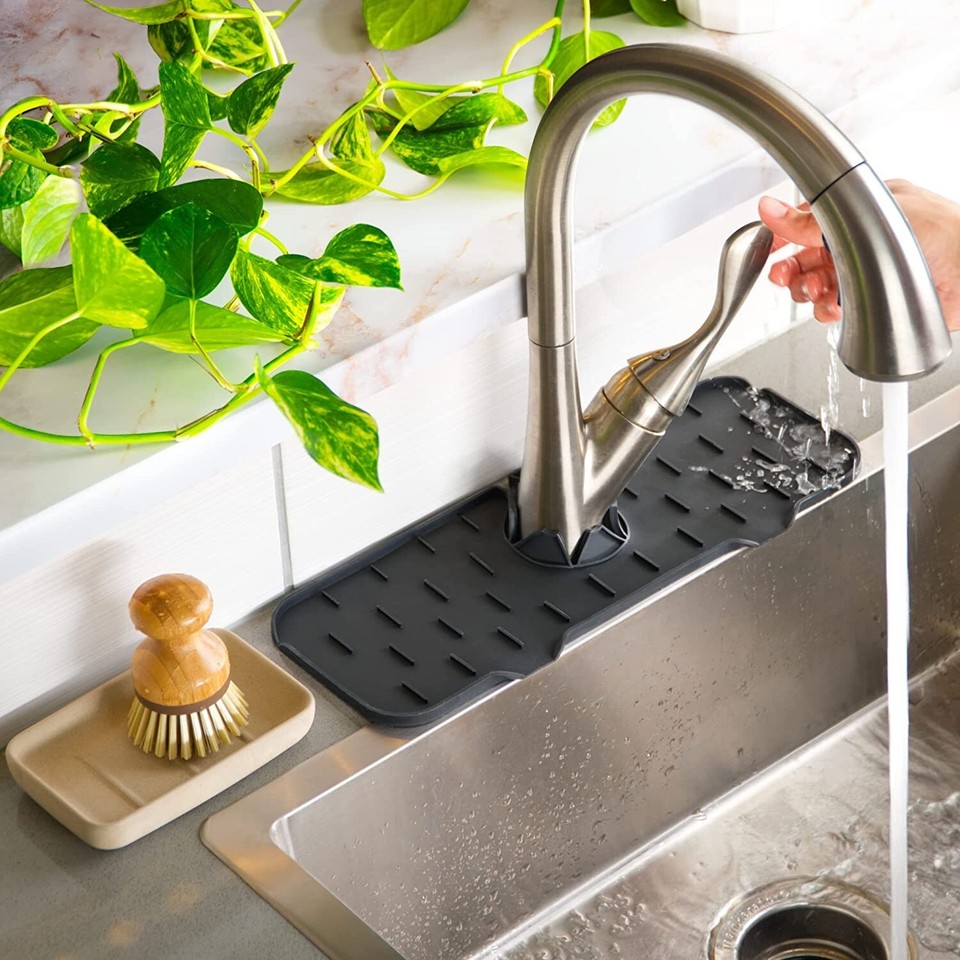 Silicone Faucet Drain Pad Drip Catcher Tray Kitchen Sink Splash Guard ...