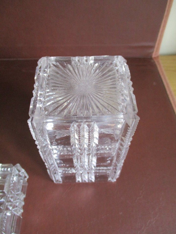 Antique Boudoir Vanity Jar Glass Box Hobnail Pressed Glass Dressing ...
