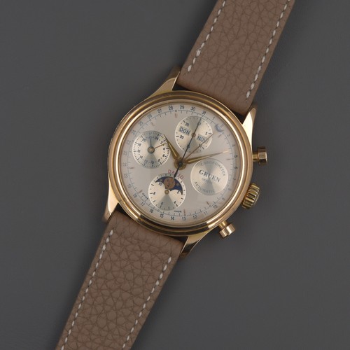 Gruen Watch David ETA 7751 Chronograph 18K Rosegold 38mm ROSE Moonphase ...