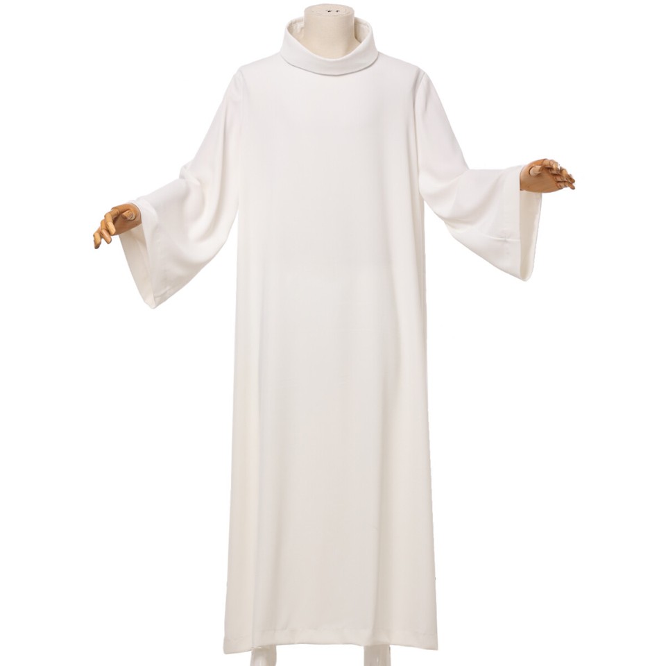 Christian Catholic Priest Pleated Alb Clergy Ivory White Robe Pastor ...