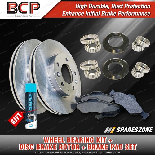 Front Wheel Bearing Kit + Brake Rotor Pad for Holden HJ HQ HX HZ PBR ...