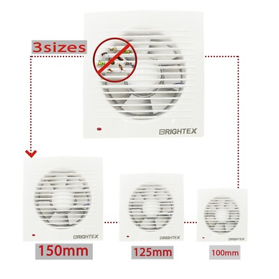 Brightex, Extractor Fan Bathroom 100mm,125mm,150mm Standard Ceiling ...