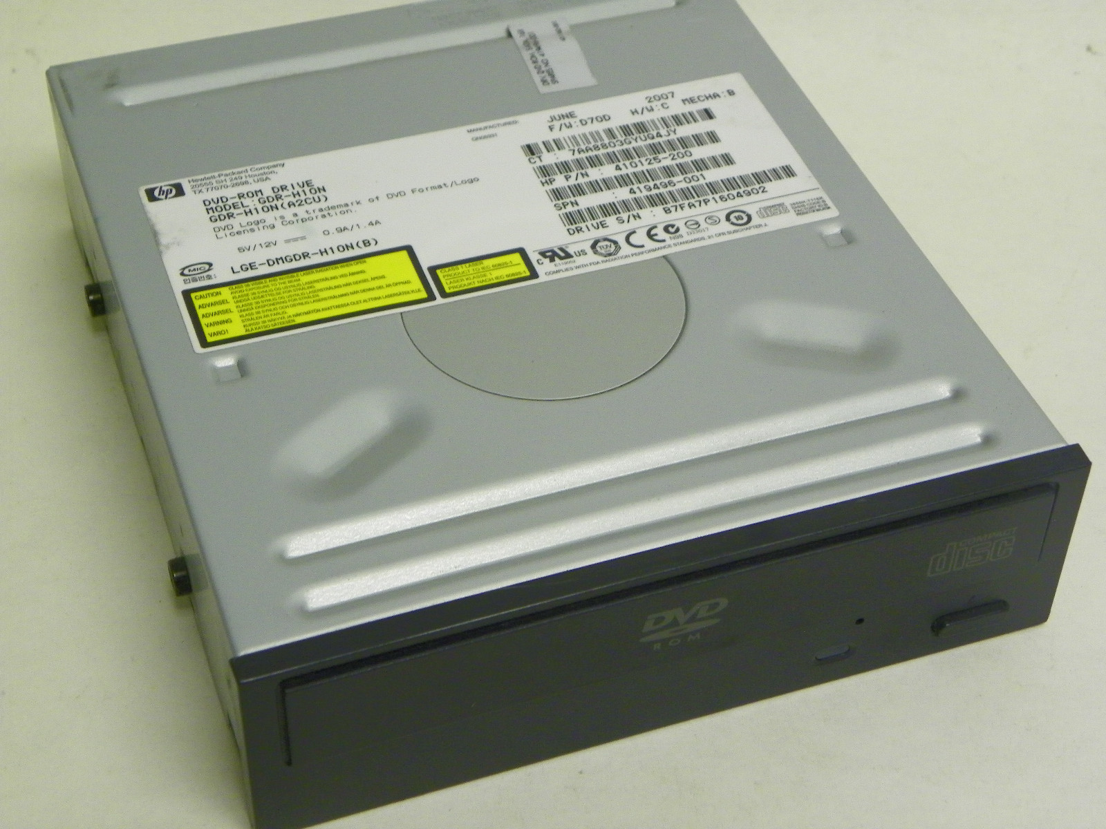 LG GDR-H10N DVD-ROM SATA Desktop Drive HP P/N 410125-200 SPS 419496-001 ...