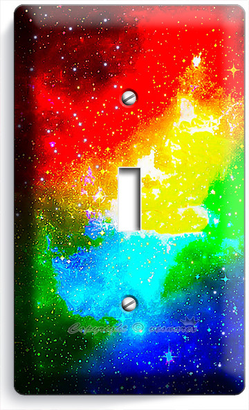 SPACE GALAXY STARS RAINBOW NEBULA CLOUD LIGHT SWITCH OUTLET PLATE ROOM ...