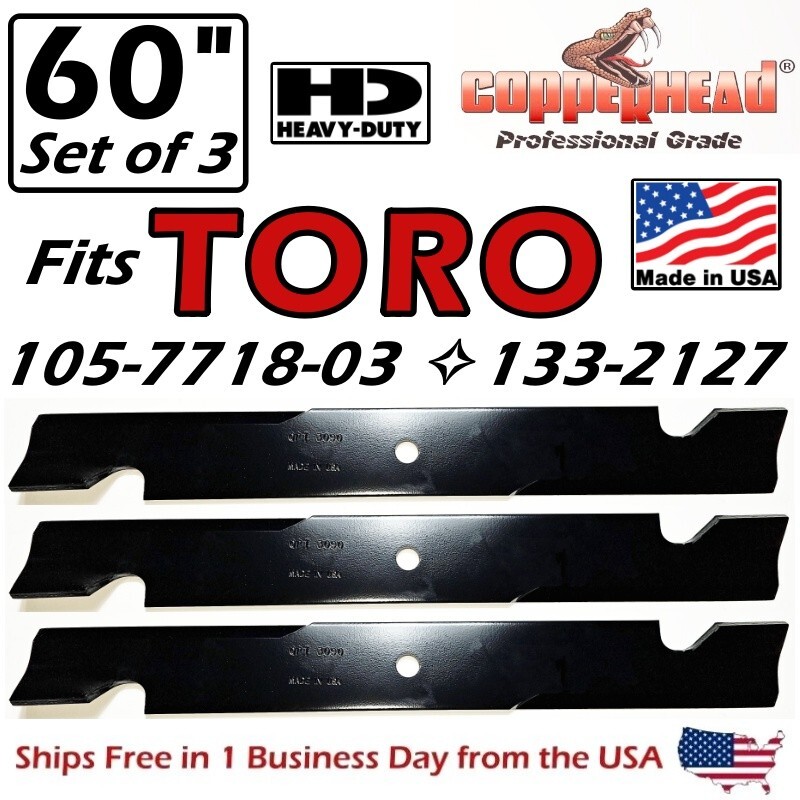COPPERHEAD 3-PK 60" HD TORO BLADES 105-7718-03, 133-2127 - Z500, Z597 1 ...