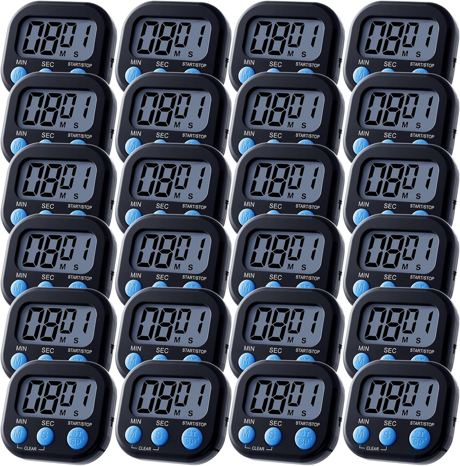 24 Pcs Digital Kitchen Timers Magnetic Back Timers Bulk Large Screen ...