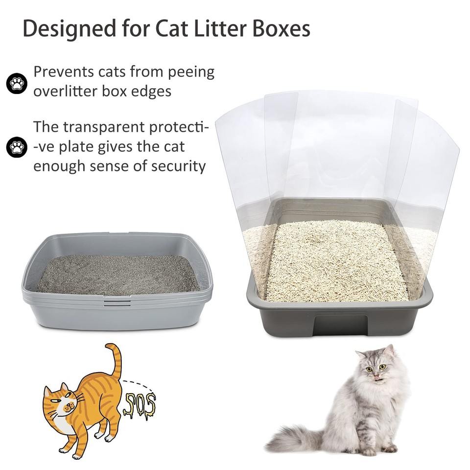 3 Pcs Cat Litter Box Pee Shields Open Top Litter Box Splash Guard ...