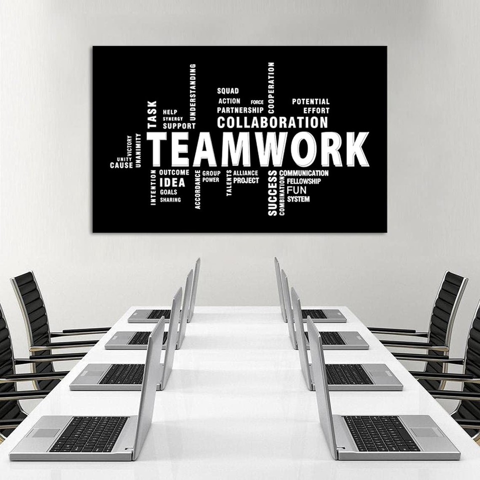 Teamwork Canvas Wall Art - Large Framed Motivational Quotes Artwork ...