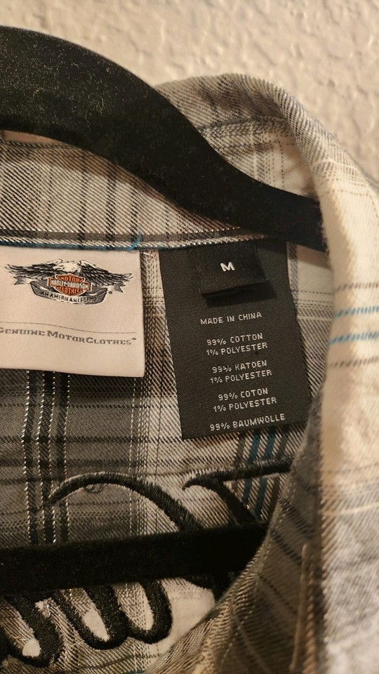 HARLEY DAVIDSON EMBROIDERED SNAP BUTTON FLANNEL PLAID SHIRT WOMEN'S ...