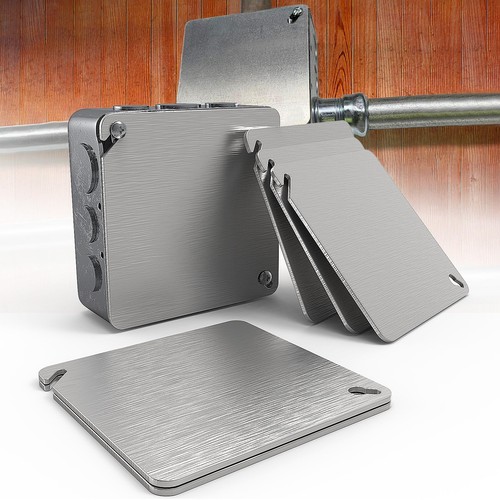 Metal Electrical Box Cover Plates, 6Pcs Junction Box Covers, 4x4 Inch ...