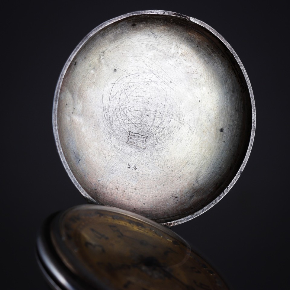 🇨🇭1880 Ornate Skeleton Lever Esc Key Wind Silver & 18k Gold Pltd Pocket ...