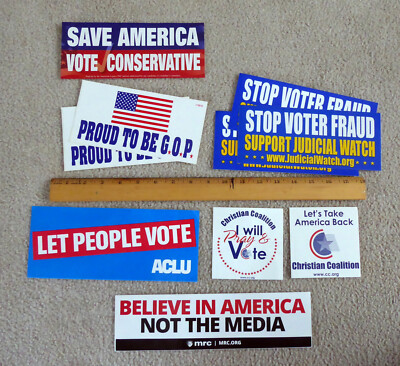POLITICAL STICKER / DECAL ~ candidates ~ voting ~ bumper stickers ~ lot ...