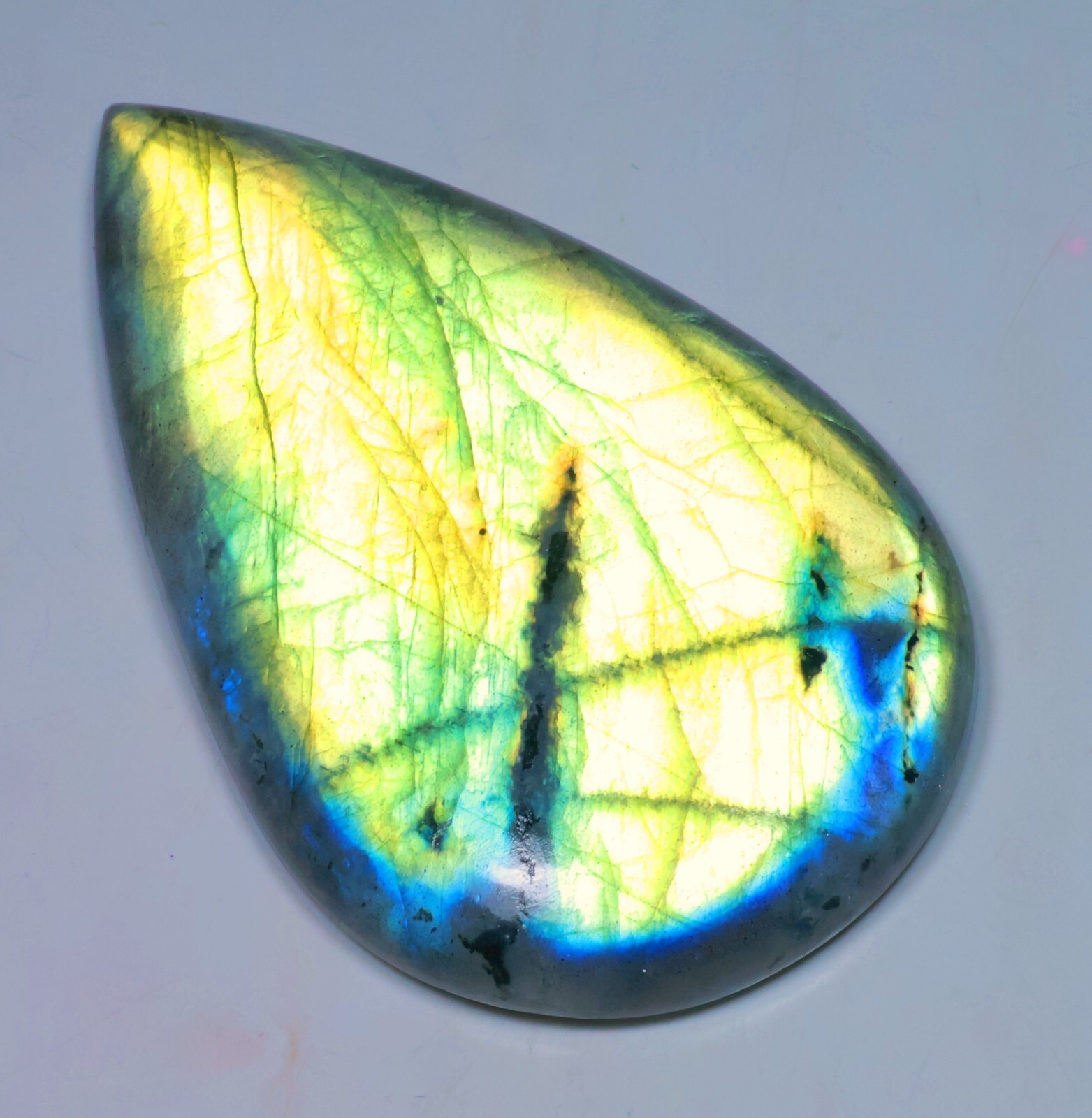 NATURAL GREEN SKY BLUE FIRE LABRADORITE OVAL PEAR CABOCHON PENDANT ...