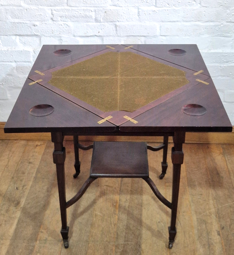 Antique Victorian envelope games table - fold out poker table | eBay UK