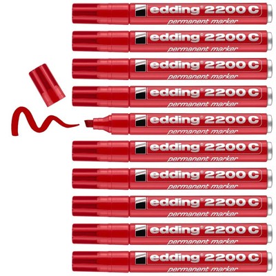 edding 2200 C permanent marker - red - box of 10 - chisel tip 1-5 mm ...