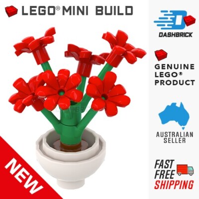 Genuine LEGO® Flower Pot, Red Flowers, Bouquet [MiniMOC] - ALL NEW ...