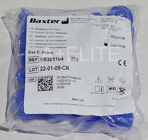 BAXTER BAXA ADAPTA-CAP Bottle Exactamed Adapter Size D 24mm Short 20/PK ...