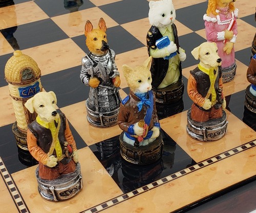 Royal Cats Vs Dogs Animal Chess Chess Set with 18" Walnut Color Board ...