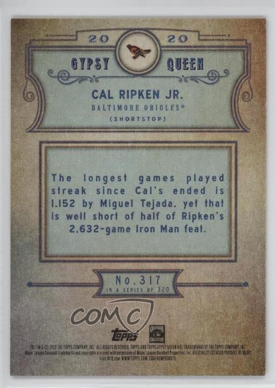2020 Topps Gypsy Queen Missing Nameplate Cal Ripken Jr #317 HOF 1c28 | eBay