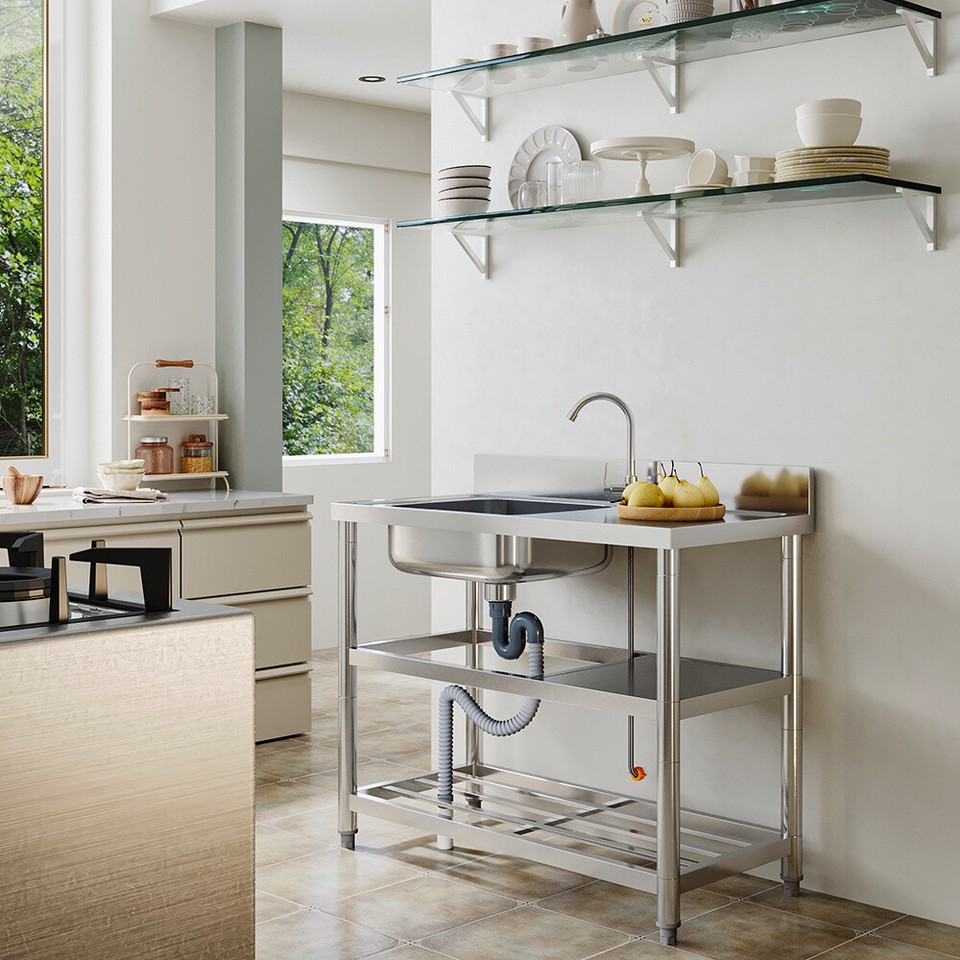 Catering Sink Commercial Kitchen Stainless Steel Bowl Platform Waste ...